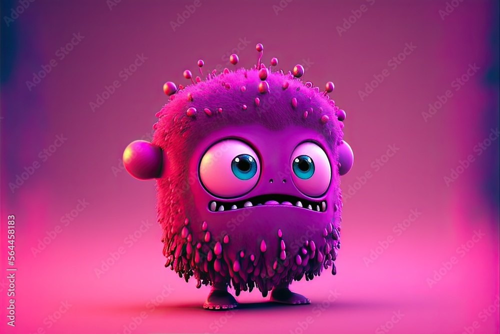 cartoon style tiny cute magenta monster,generative ai Stock ...