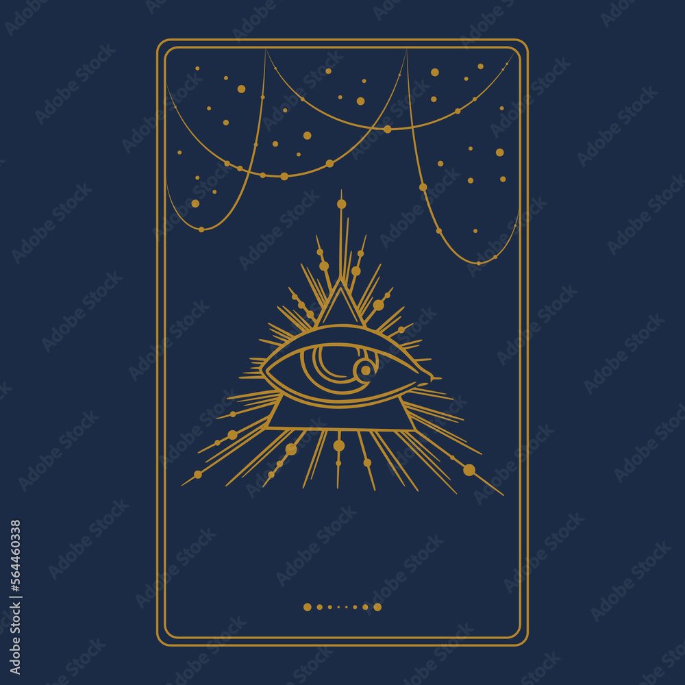 Tarot aesthetic golden card with the third eye. Occult tarot design for ...