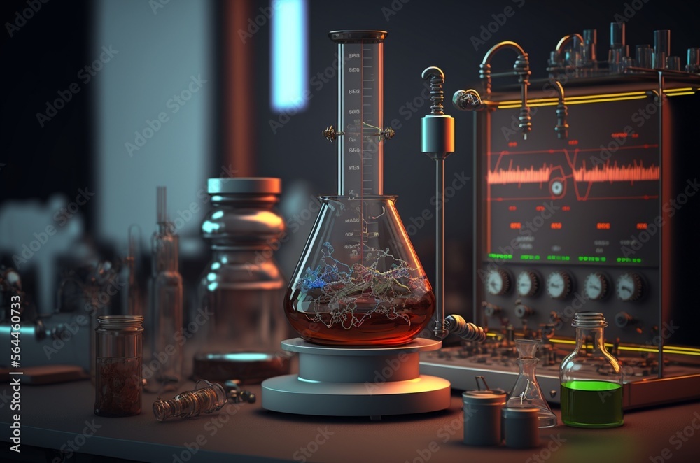 close up science lab with test tubes and equipment made with generative ...