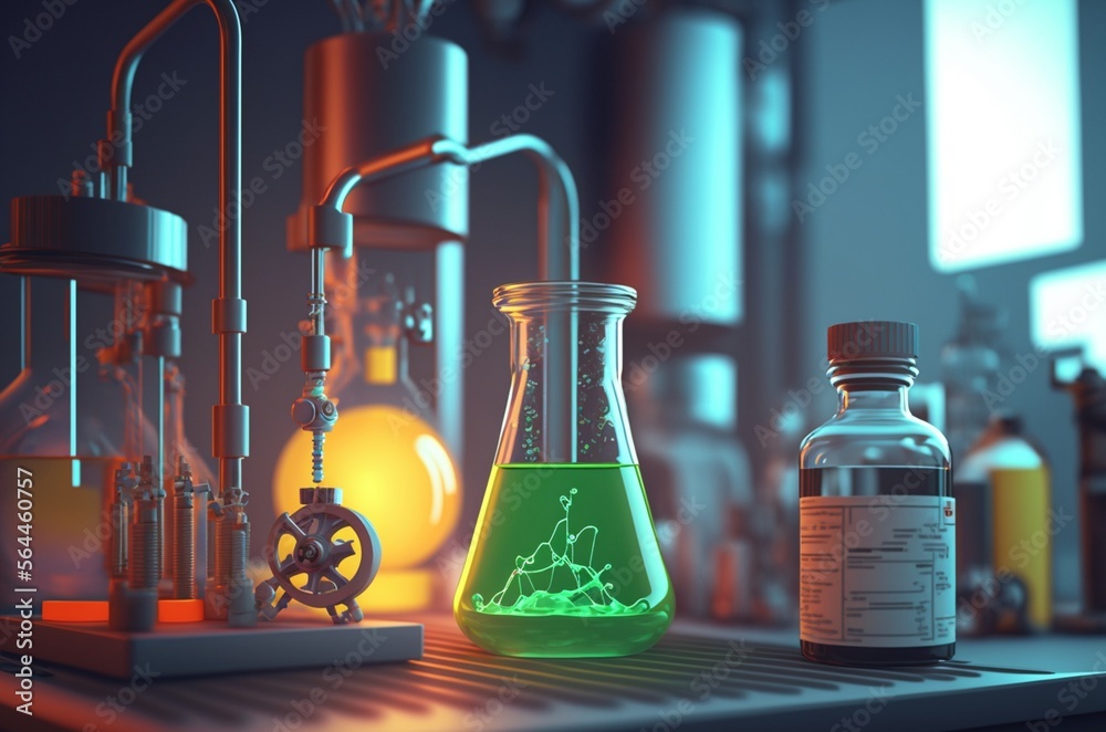 science lab, test tubes and equipment made with generative ai, science ...