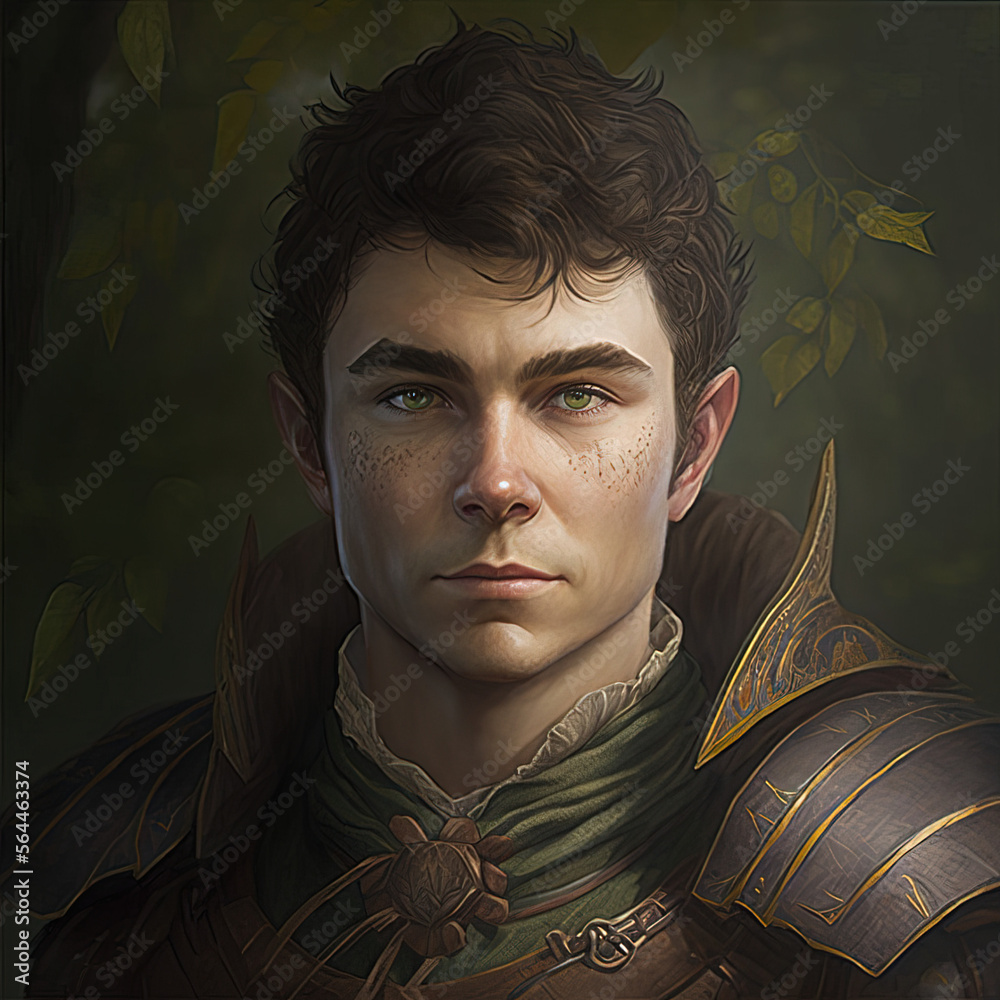 A picture of a man in armor with hand-painted woodland goth details ...