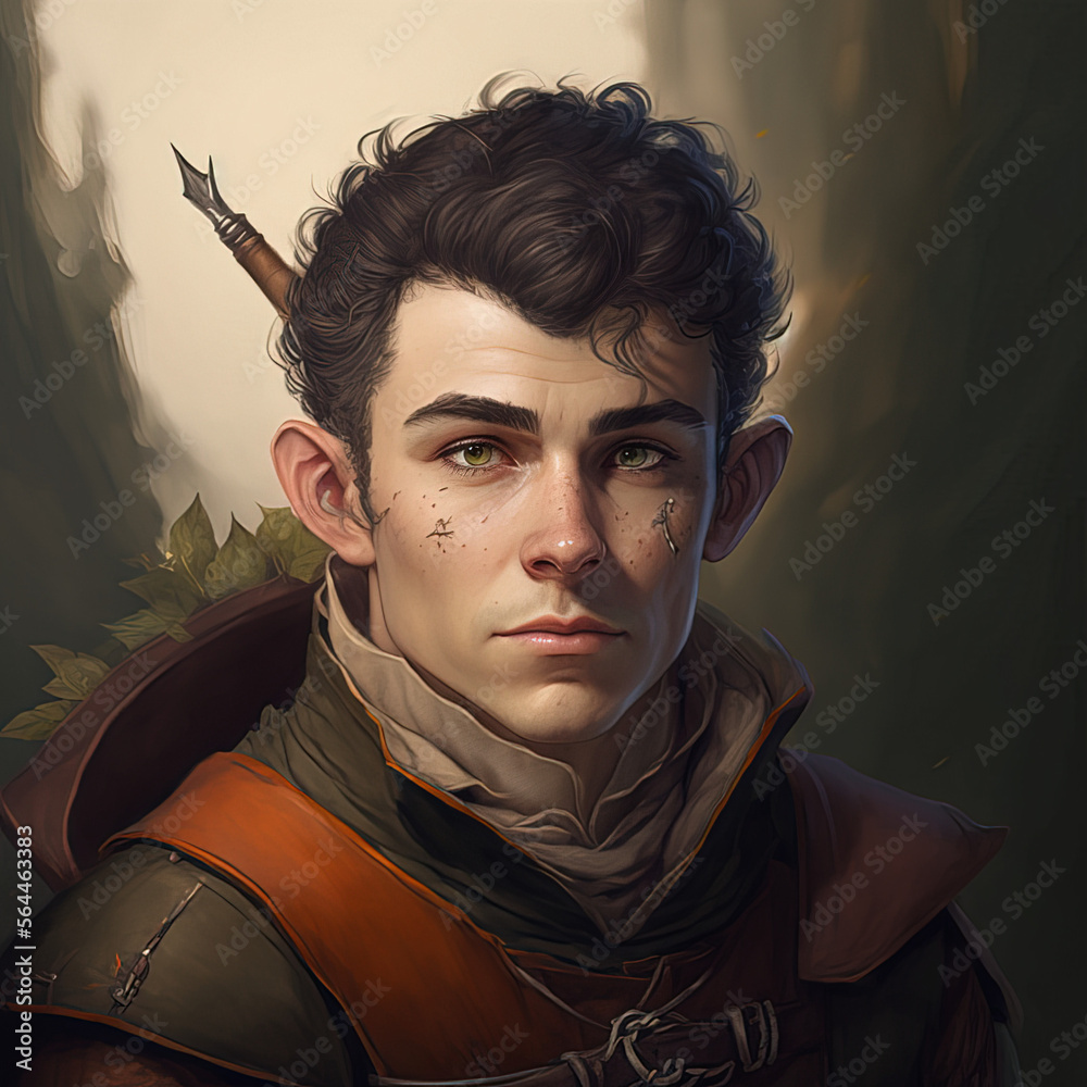 Halfling man avatar portrait dnd -Generative AI Stock Illustration ...