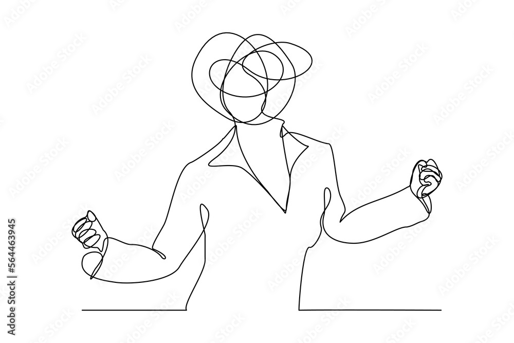 Continuous singe one line drawing art of stress confusing people ...