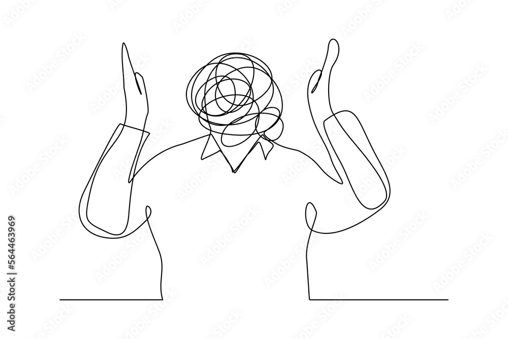 Vetor de Continuous singe one line drawing art of stress confusing ...