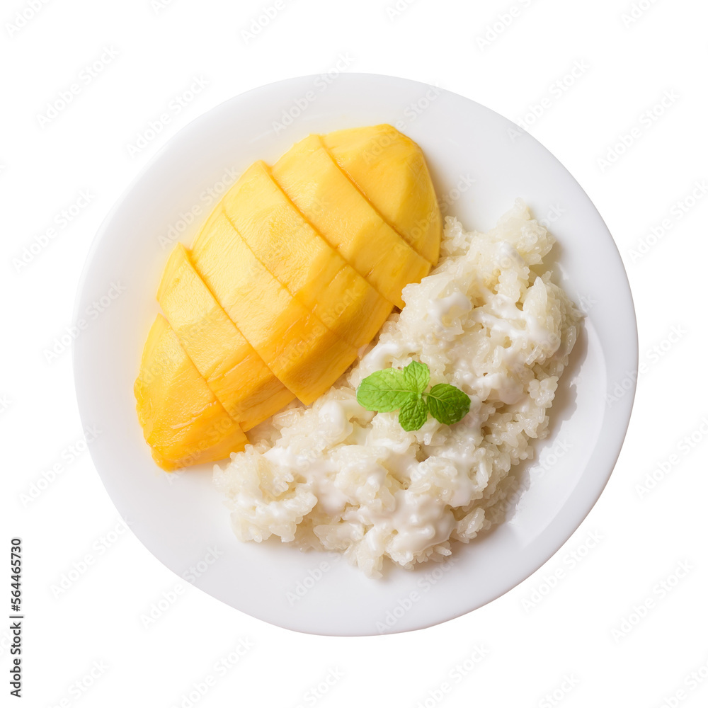 Thai dessert, Mango sticky rice (Khao Niew Mamuang) on transparent png ...