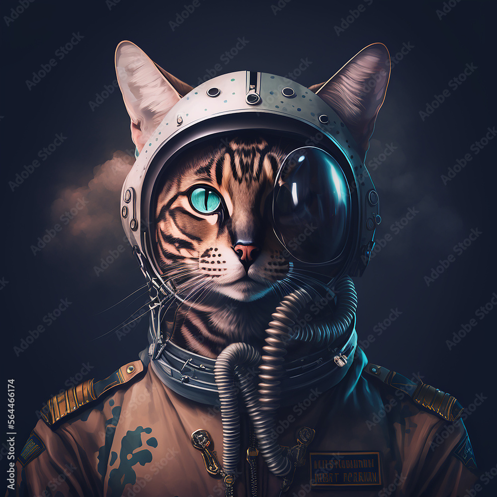 bengal cat in a flight suit from top gun holding ilustração do Stock ...