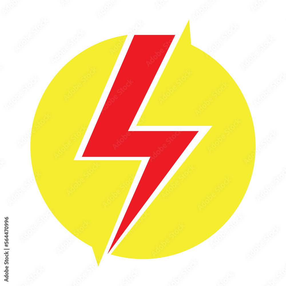 Electric lightning bolt sign inside a circle. negative space style. In ...