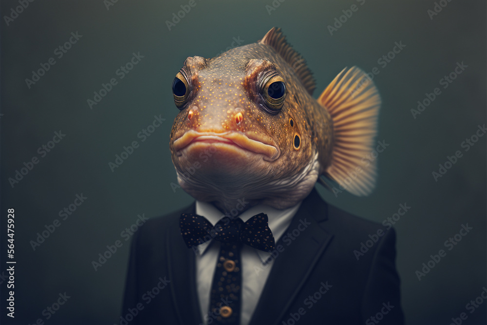 Beautiful Portrait of a Fish dressed in a formal business suit ...