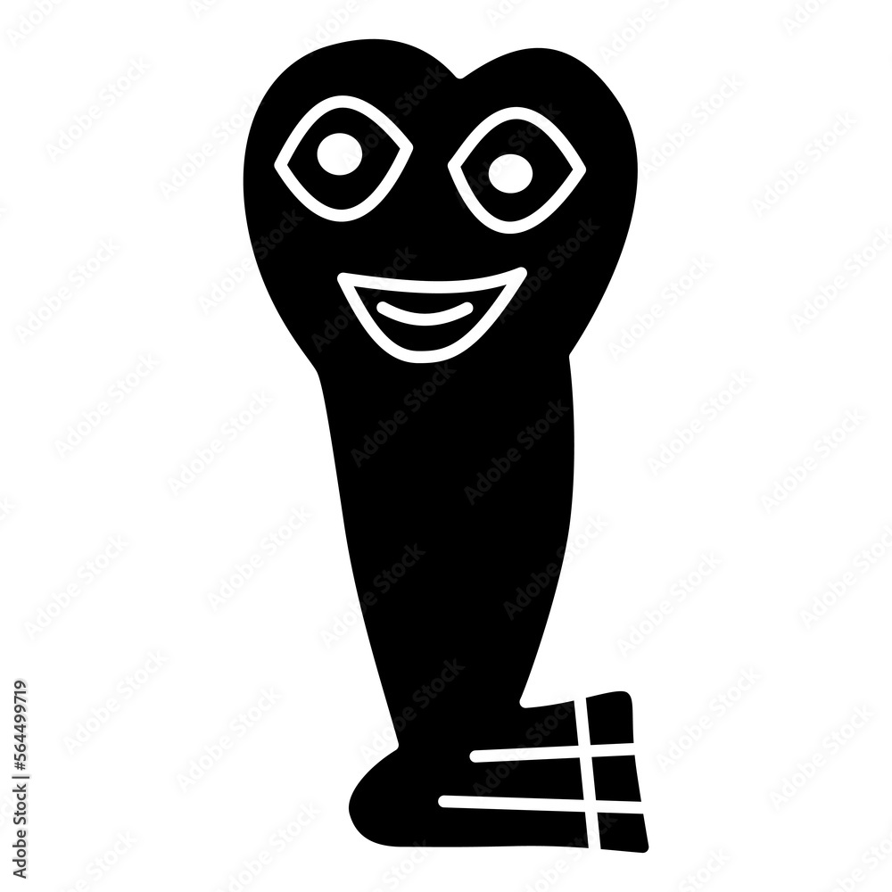 Funny anthropomorphic human foot or leg with eyes and smiling mouth ...