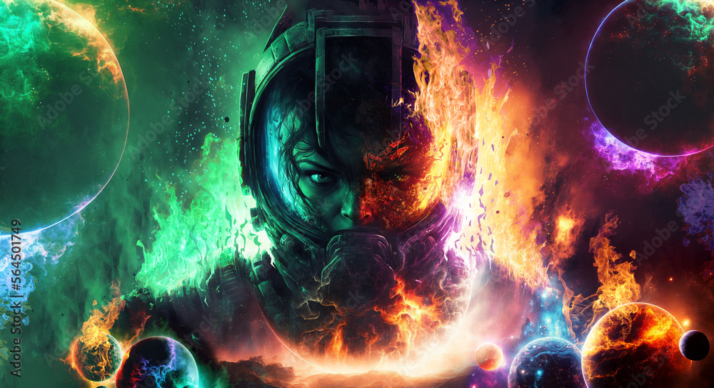 Space cosmic horror conceptual art design. This is a fictional digital ...