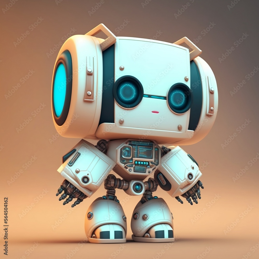 Cute 3D Boombox Robot Android AI Cartoon Character Stock Illustration ...