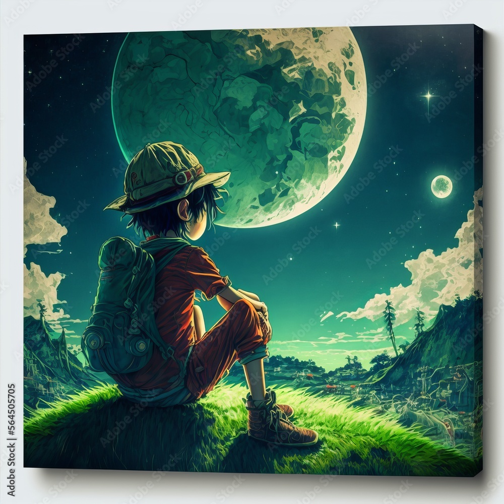 Luffy's Lunar Gaze A One Piece Anime Scene Stock Illustration | Adobe Stock