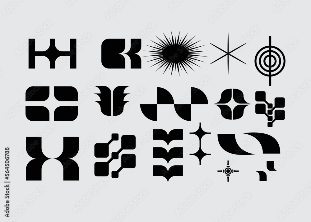 Aesthetic element futuristic set icon cyberpunk interface template y2k ...