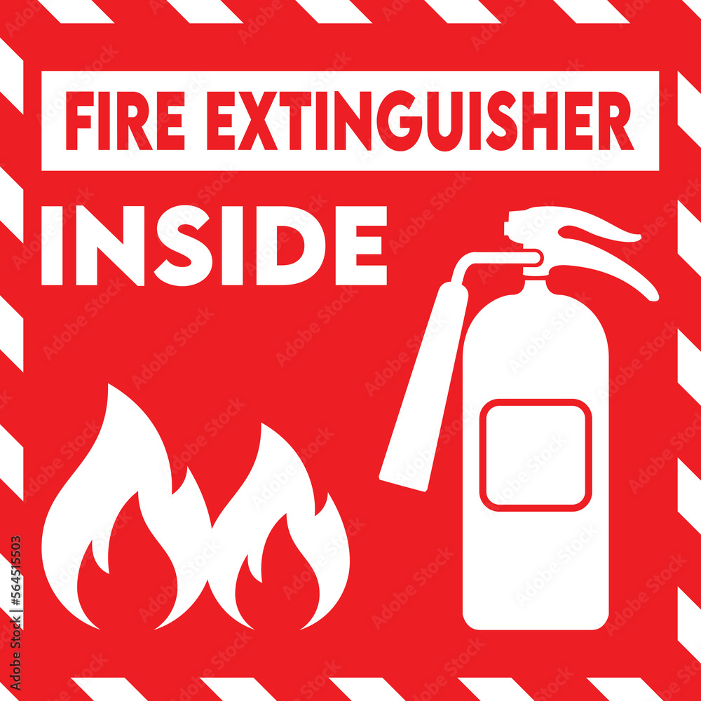 Fire extinguisher sign ,In case of fire break glass vector sign and ...