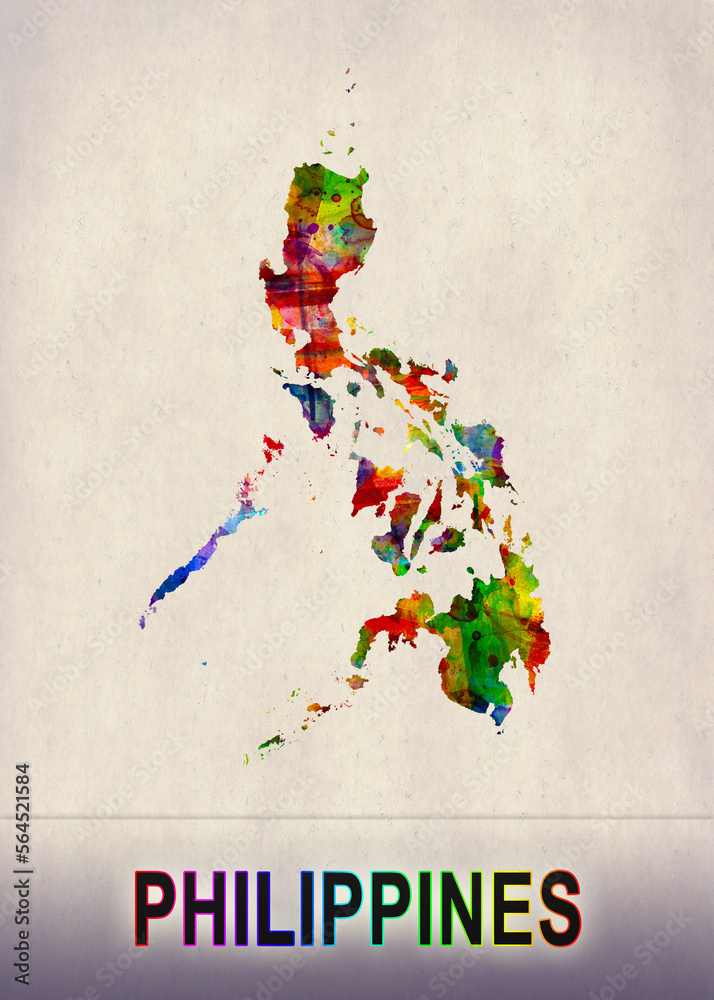 Philippines Map in Watercolor Stock Illustration | Adobe Stock