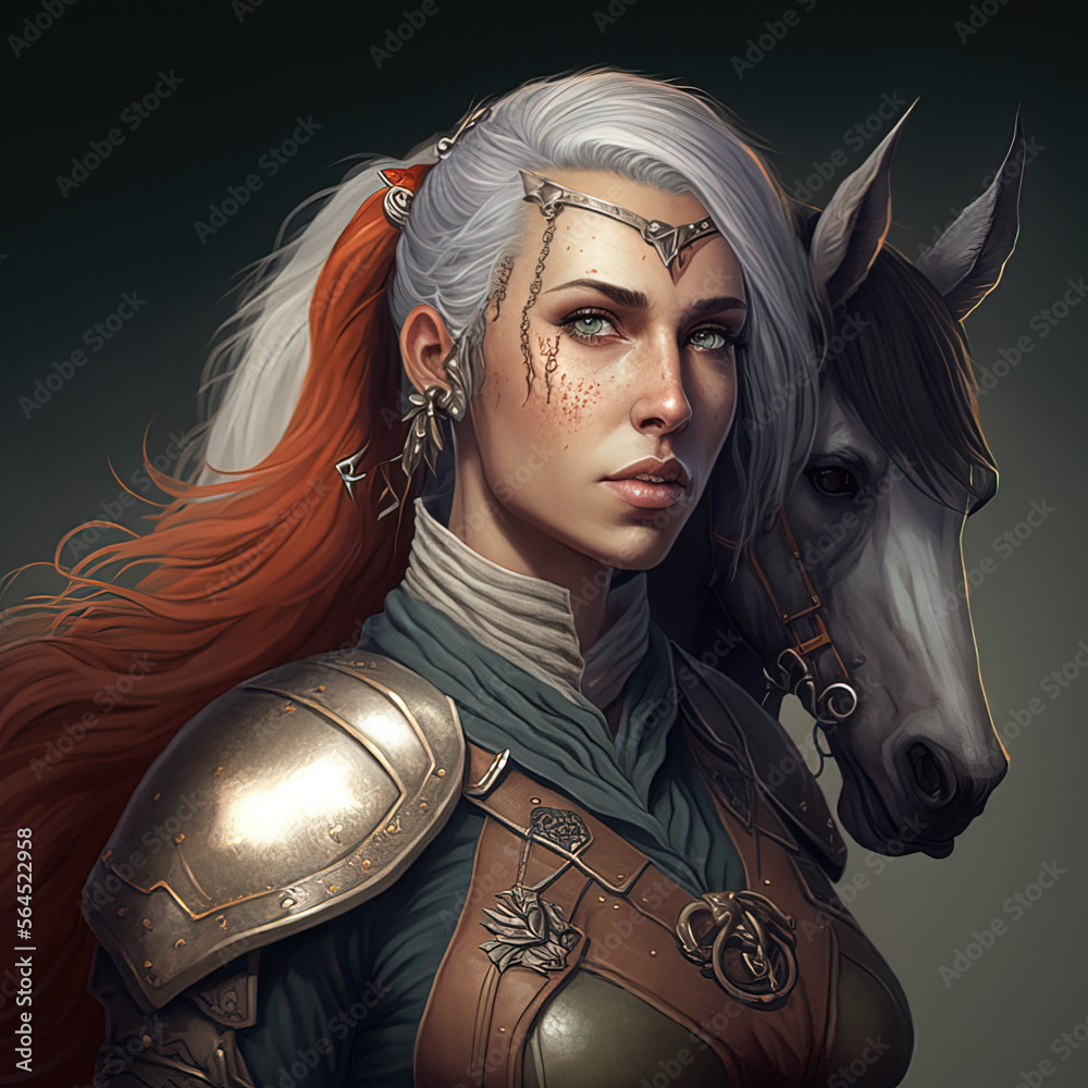 dnd avatar character portrait, Female Rider- generative ai Stock ...