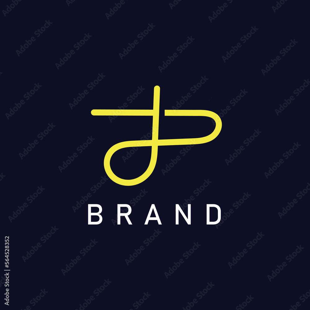 Letter P Line Art Logo Design with Golden Color Stock Vector | Adobe Stock
