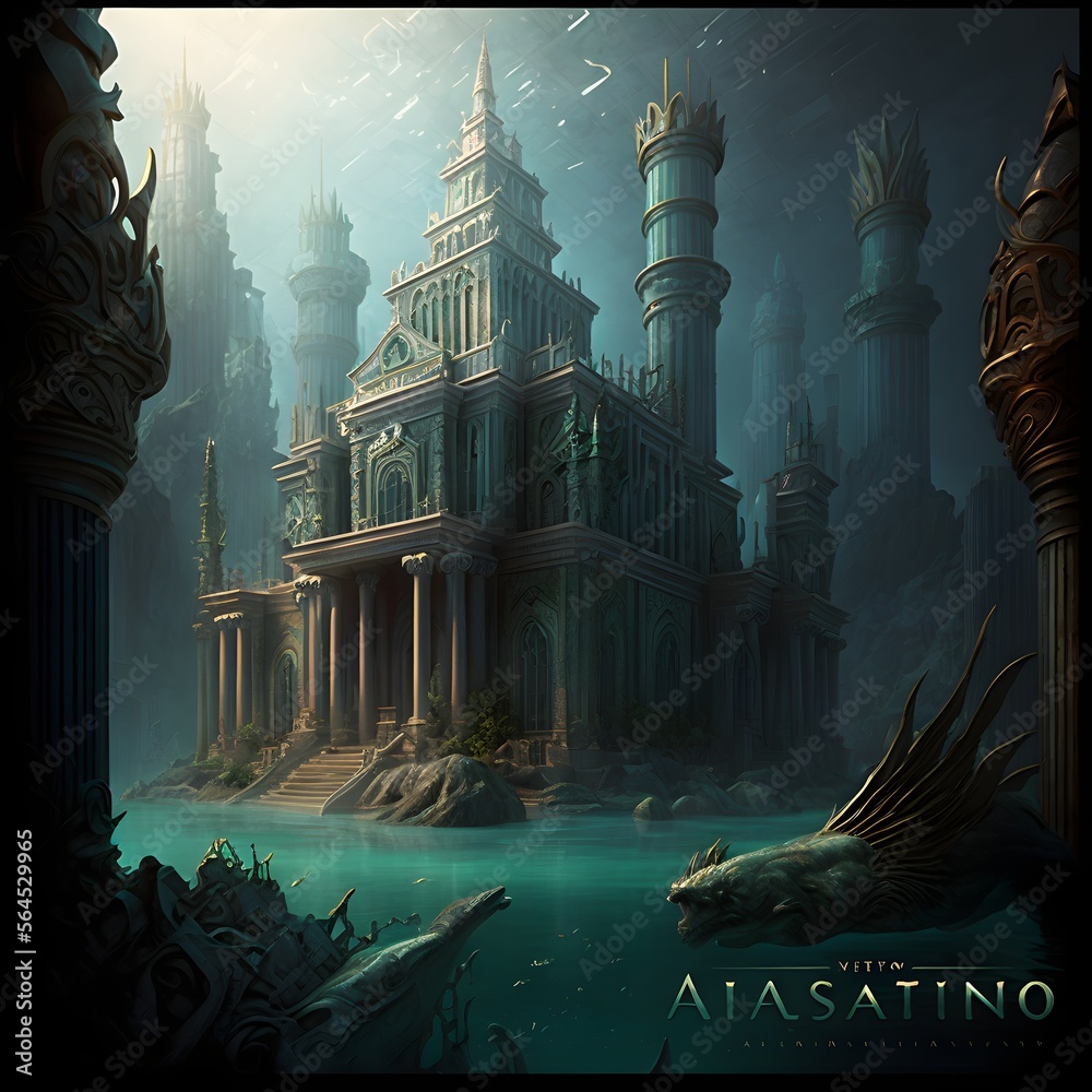 A highly detailed scene of the mysterious city of Atlantis The city is ...