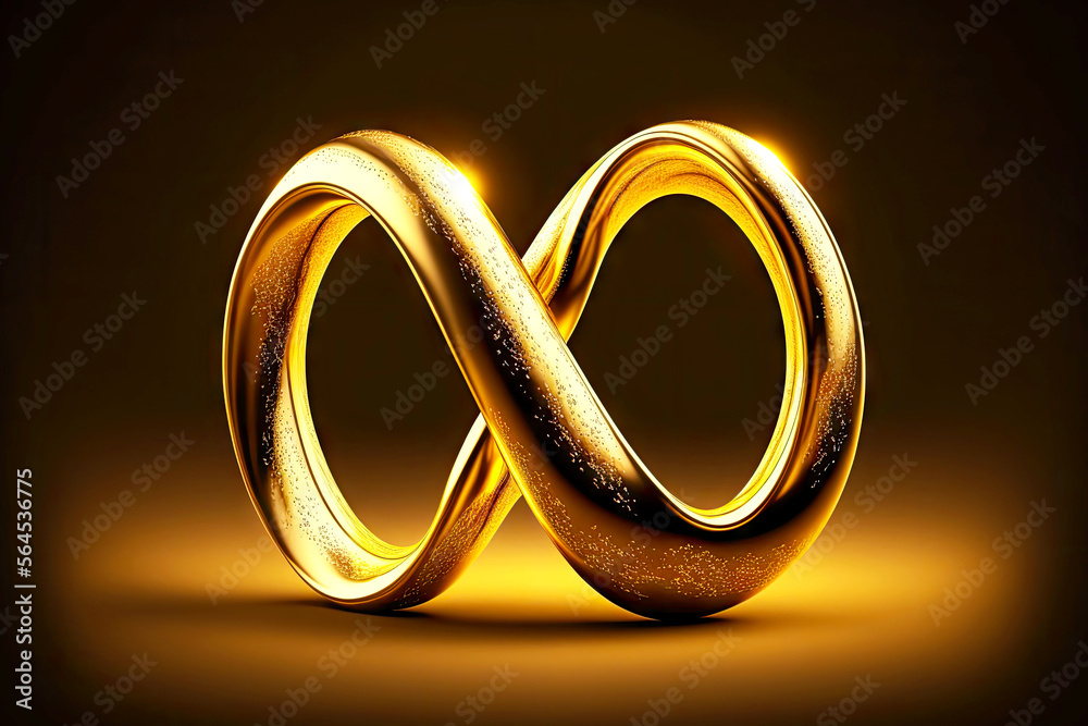 brilliant gold symbol in shape of twisted eight as infinity sign Stock ...