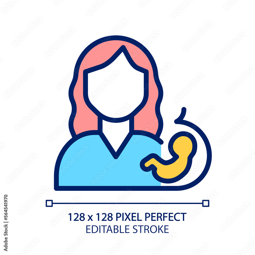 Prenatal care pixel perfect RGB color icon. Planning pregnancy. Mother ...