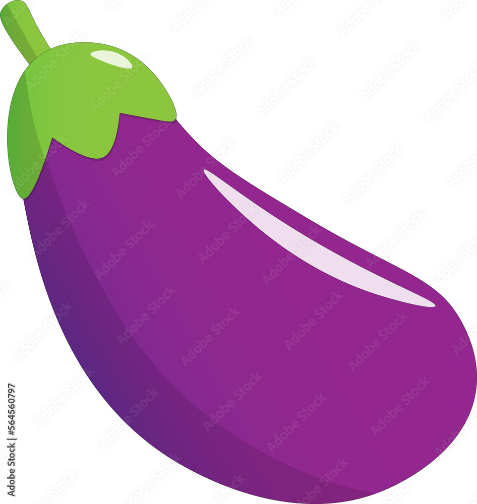 Cartoon Eggplant Emoji Icon Aubergine Symbol Isolated Vector Vegetable Clip Art Illustration