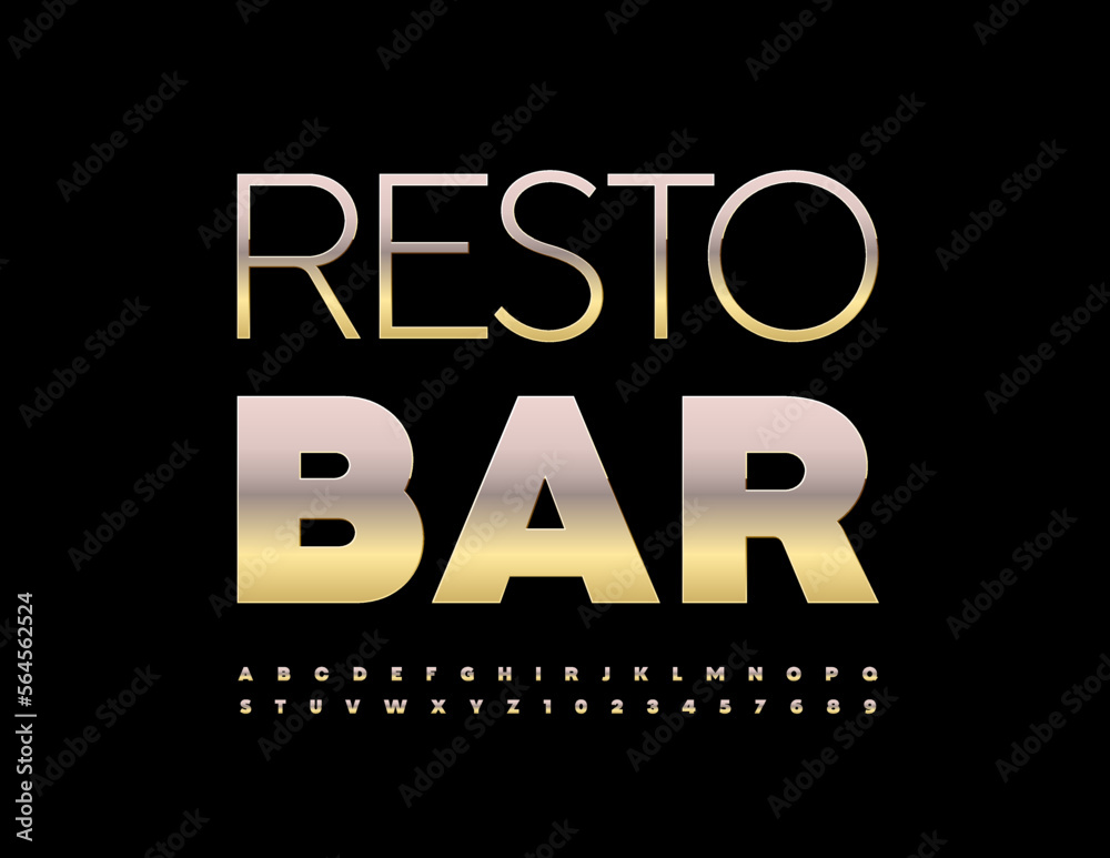 Vector elite Sign Resto Bar. Elegant chic Font. Modern Alphabet Letters ...
