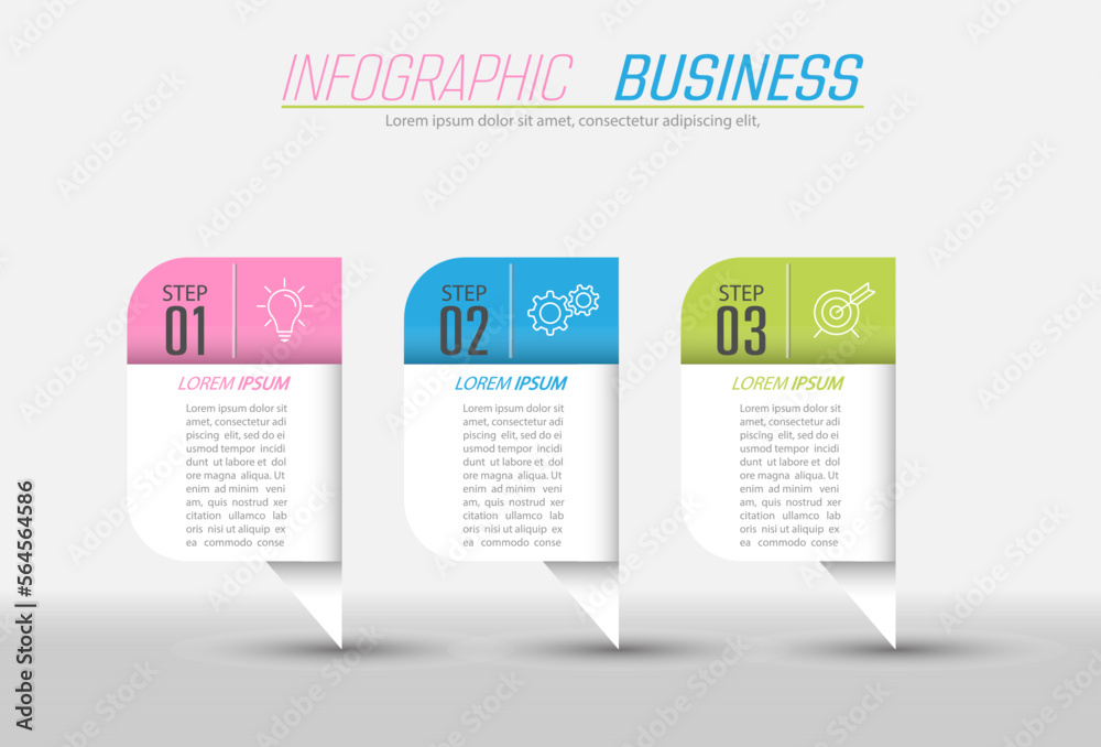 Infographics. 3 stages of development, marketing, workflow or plan ...