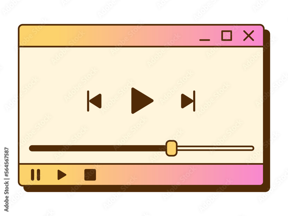 Vector y2k video player window. Nostalgic UI. Retro vaporwave computer interface. Gradient ...