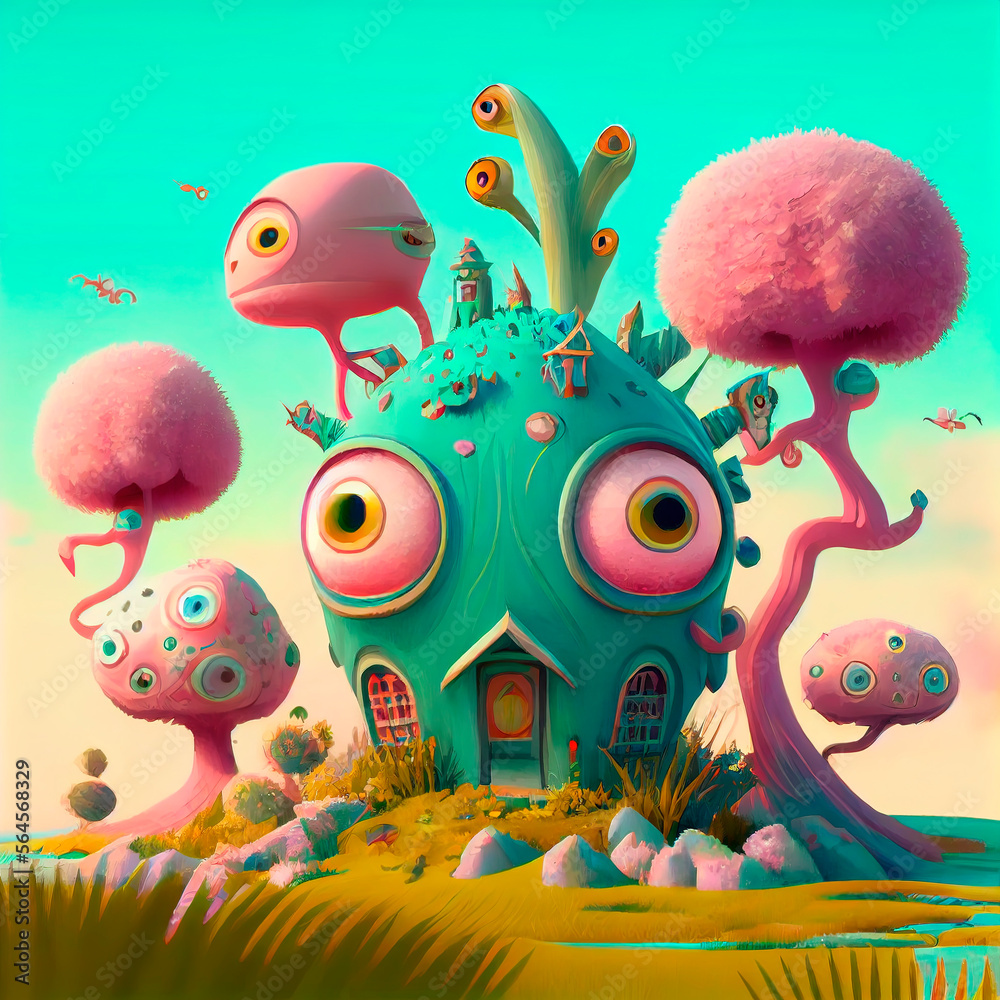 Surreal turquoise house with fun garden advanced assisted video ...