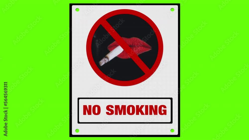 No Smoking Sign Green Screen Female Mouth Smoke Cigarette. Female mouth ...