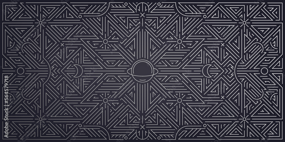 Vector abstract astrology pattern background. Silver magic geometric ...