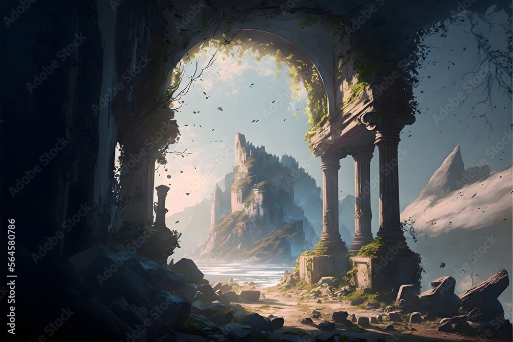 fantasy landscape concept art3 ruins5 dead forest desert dark sky mud ...