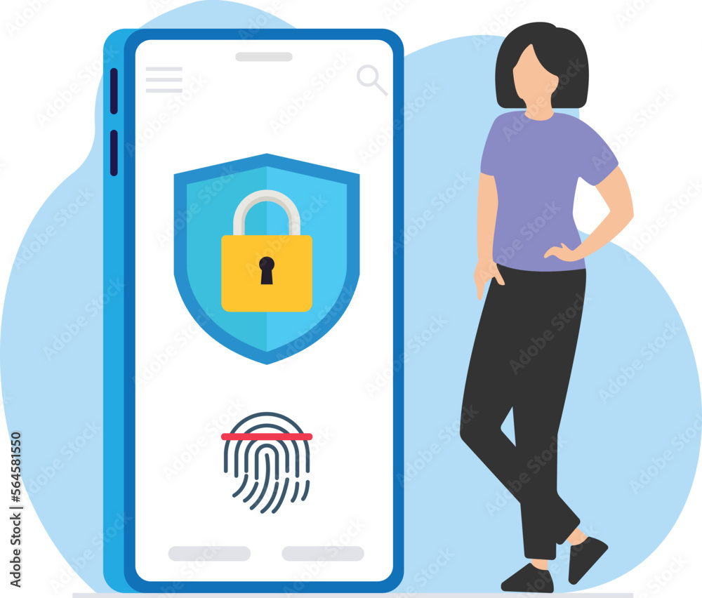 Vetor de App security, login security app layout, authentication via ...