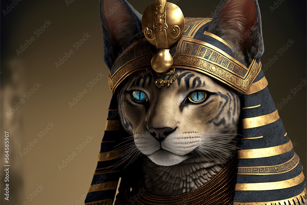 cat as egyptian pharaoh illustration generative ai Stock Illustration ...