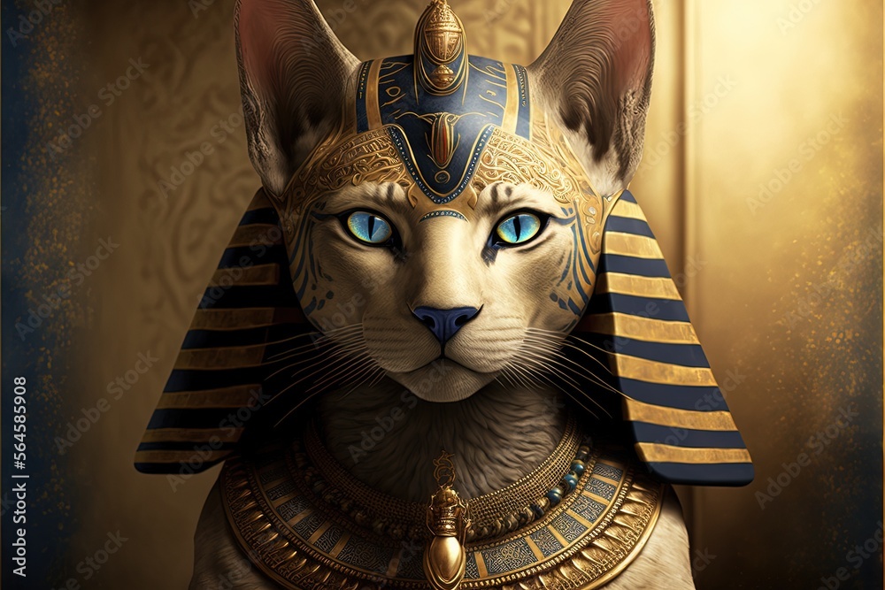 cat as egyptian pharaoh illustration generative ai Stock Illustration ...