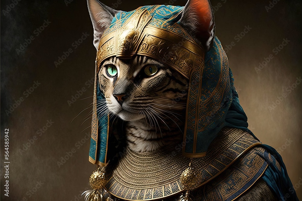 cat as egyptian pharaoh illustration generative ai Stock Illustration ...
