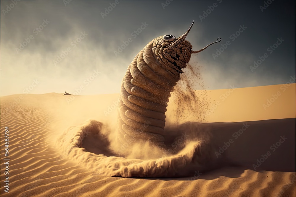 Photographic of giant sand worm in sand storm, high definition, photo ...