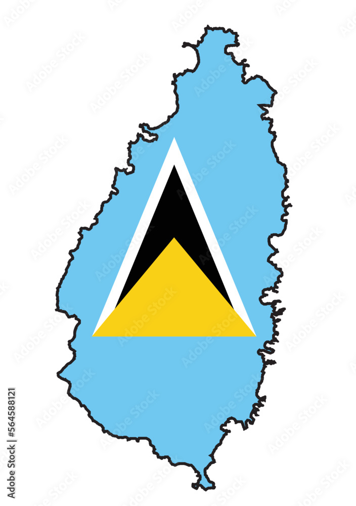 Outline Flag Map Of Saint Lucia Stock Vector | Adobe Stock