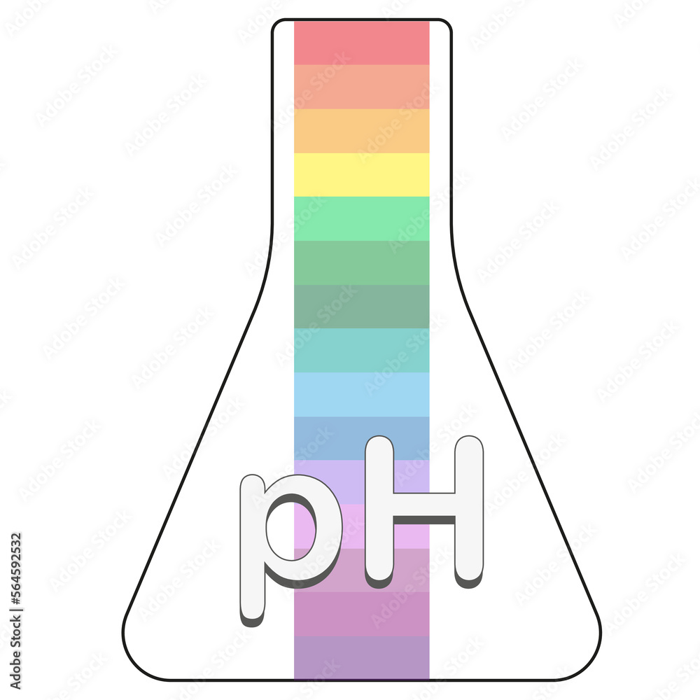 A flask with an iridescent spectrum and a pH level designation. Vector ...