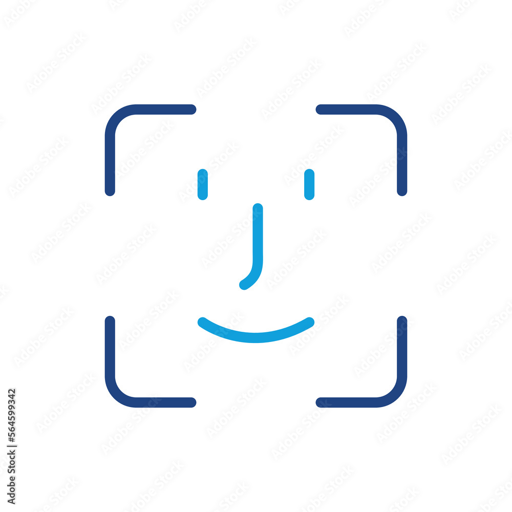 Scan Face Id Line Icon Facial Recognition Linear Pictogram Biometric