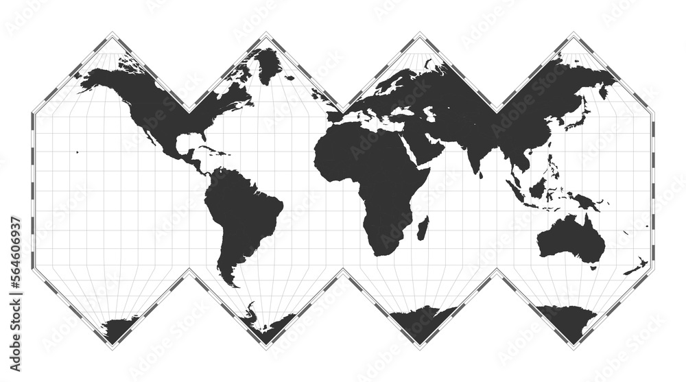 Vector world map. HEALPix projection. Plain world geographical map with ...