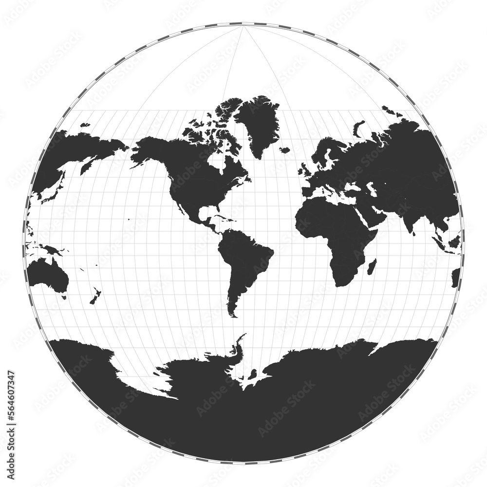 Vector world map. Van der Grinten III projection. Plain world ...