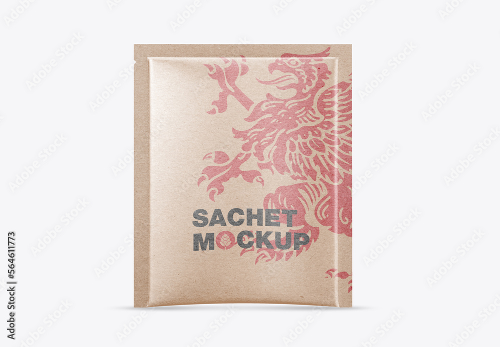 Modelo de Kraft paper Sachet Mockup do Stock | Adobe Stock