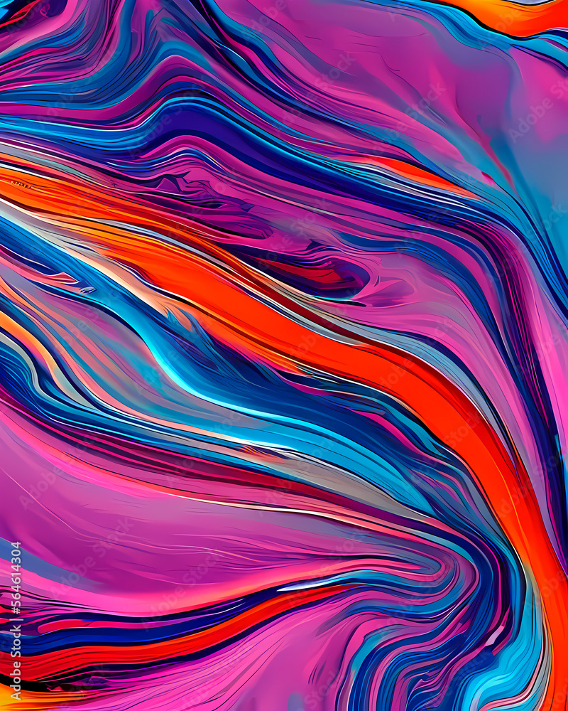 Generative AI, ornate multi-colored paint streaks, acrylic ink soft ...