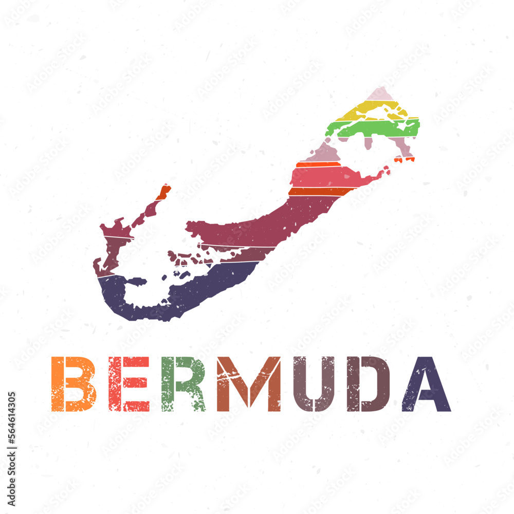 Bermuda map design. Shape of the island with beautiful geometric waves ...