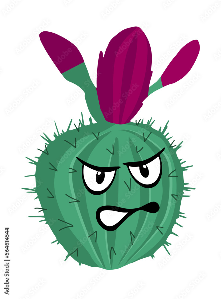 Cute cartoon cactus vector illustration isolated on white background ...