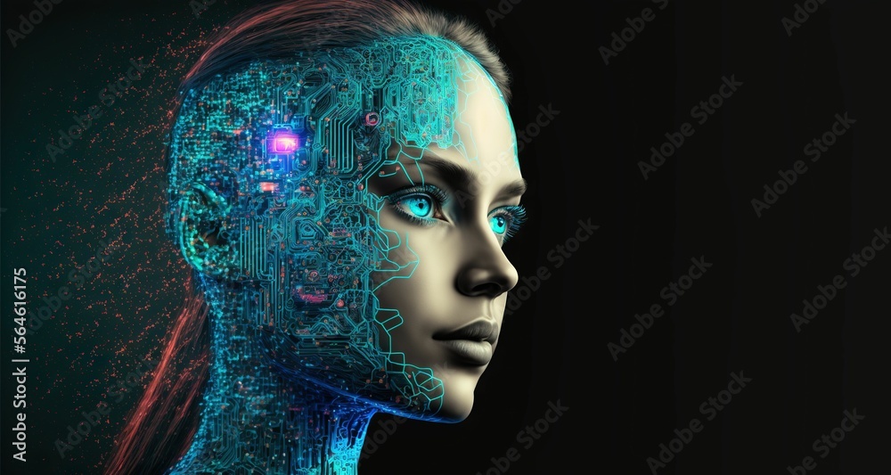 Ai cyber woman chatbot artificial intelligence copy spcae for text ...