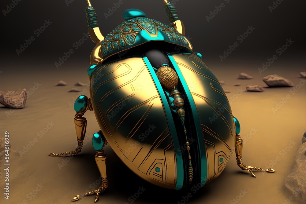Ancient Egyptian scarab beetle Generative AI Stock Illustration | Adobe ...