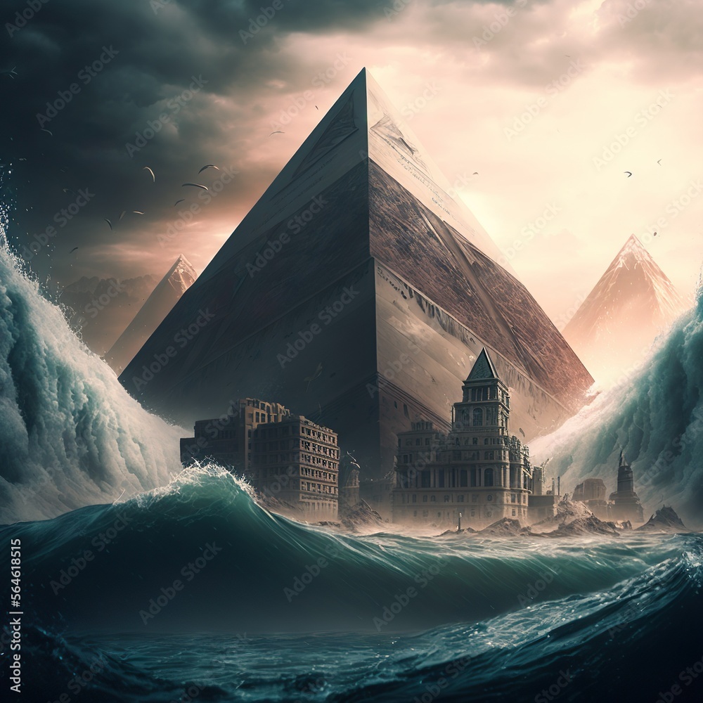 The great pyramid of giza in the time of the great flood Stock ...