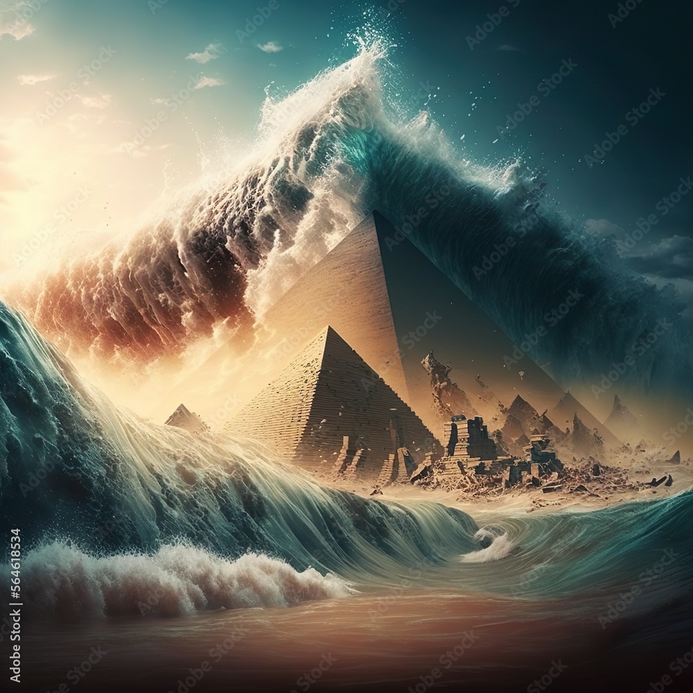 The great pyramid of giza in the time of the great flood Stock ...